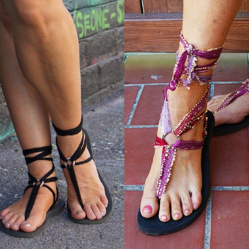 Lace up Sandals With TWO Pairs of Interchangeable Laces. Red - Etsy