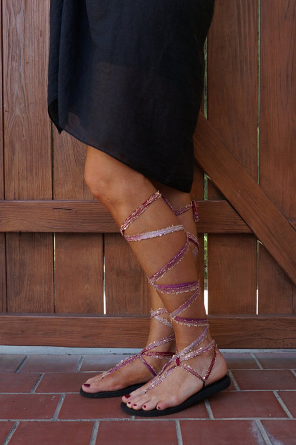 Knee High Lace up Gladiator Sandals-free SHIPPING in the - Etsy Canada