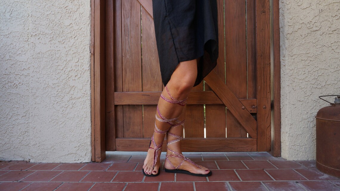 Interchangeable Lace up Gladiator Sandals With TWO Pair of - Etsy