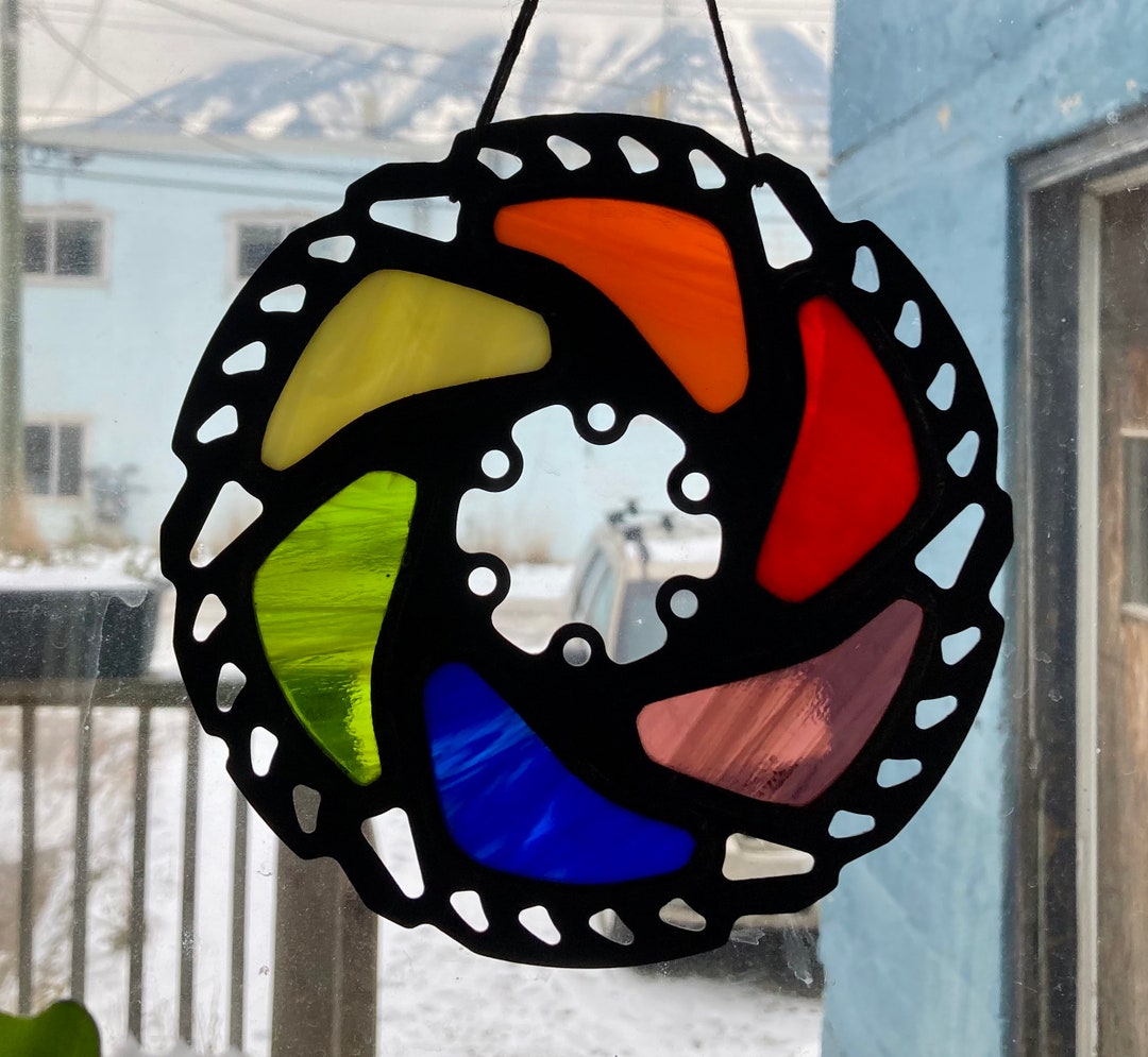 Recycled Bike Part Art, Rainbow Brake Rotor - Etsy