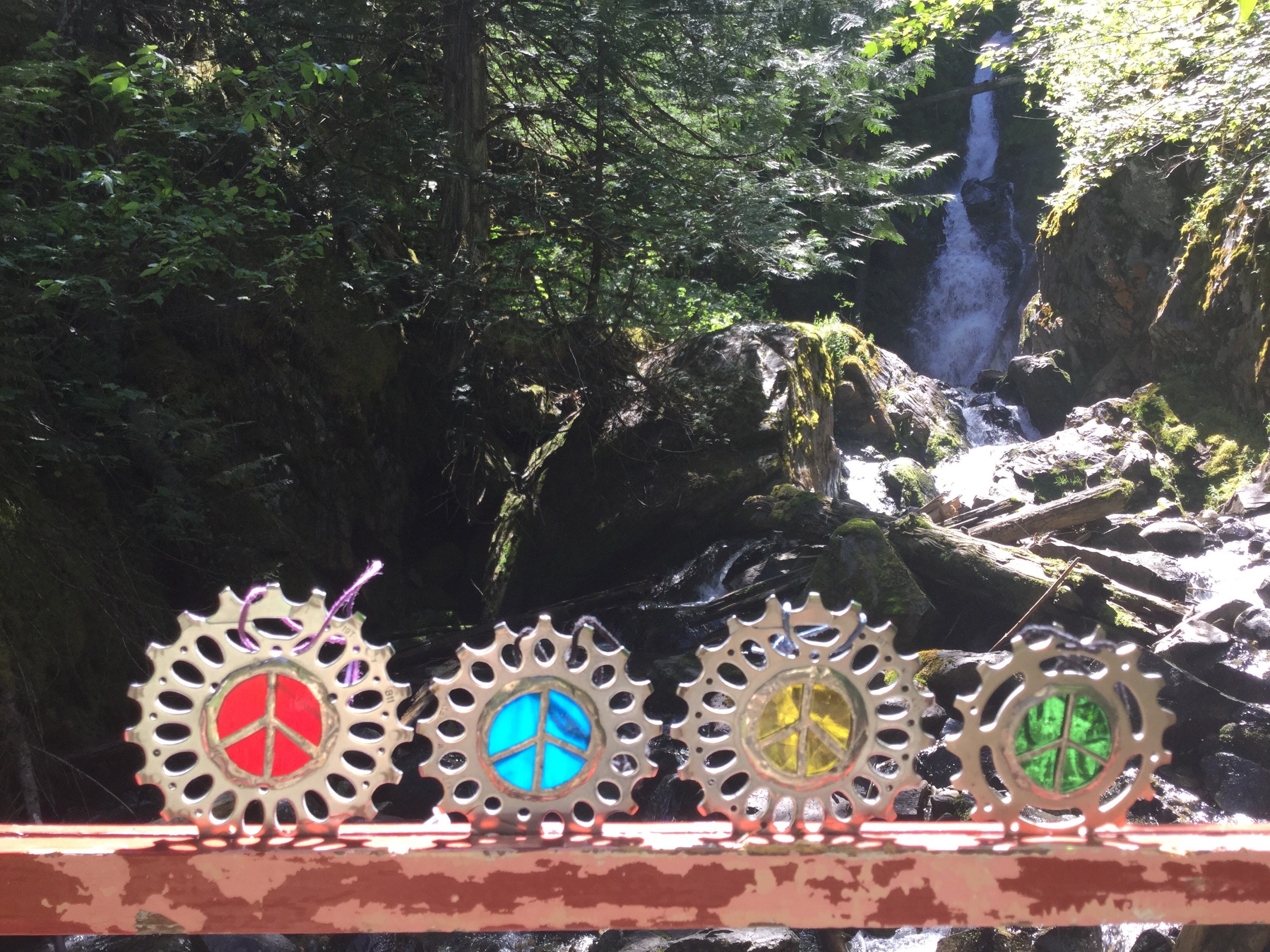 Small Bike Chain Ring With Stained Glass Peace Design. - Etsy
