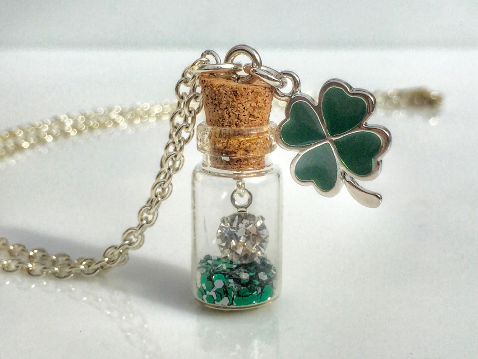 Shamrock Charm With a Swarovski Diamond and Green/silver - Etsy