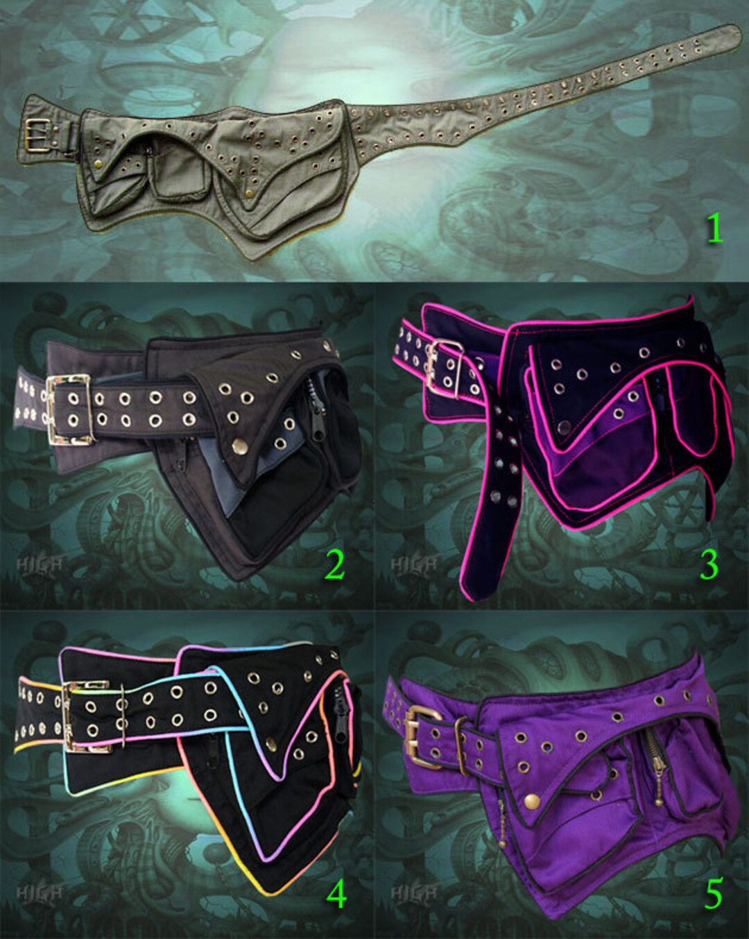 Venus Belt - Zipper Multi Pocket Hip Bag With Eyelids - Etsy