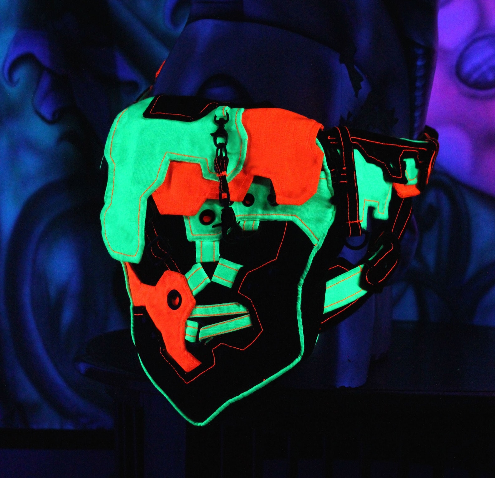 Matrix Belt - Uv Neon Reactive Cyber Psytrance Pocket Belt, Mens ...