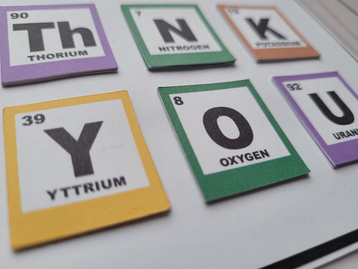 Chemistry Thank You Card, Periodic Table Card, Elements Card, Thank You ...