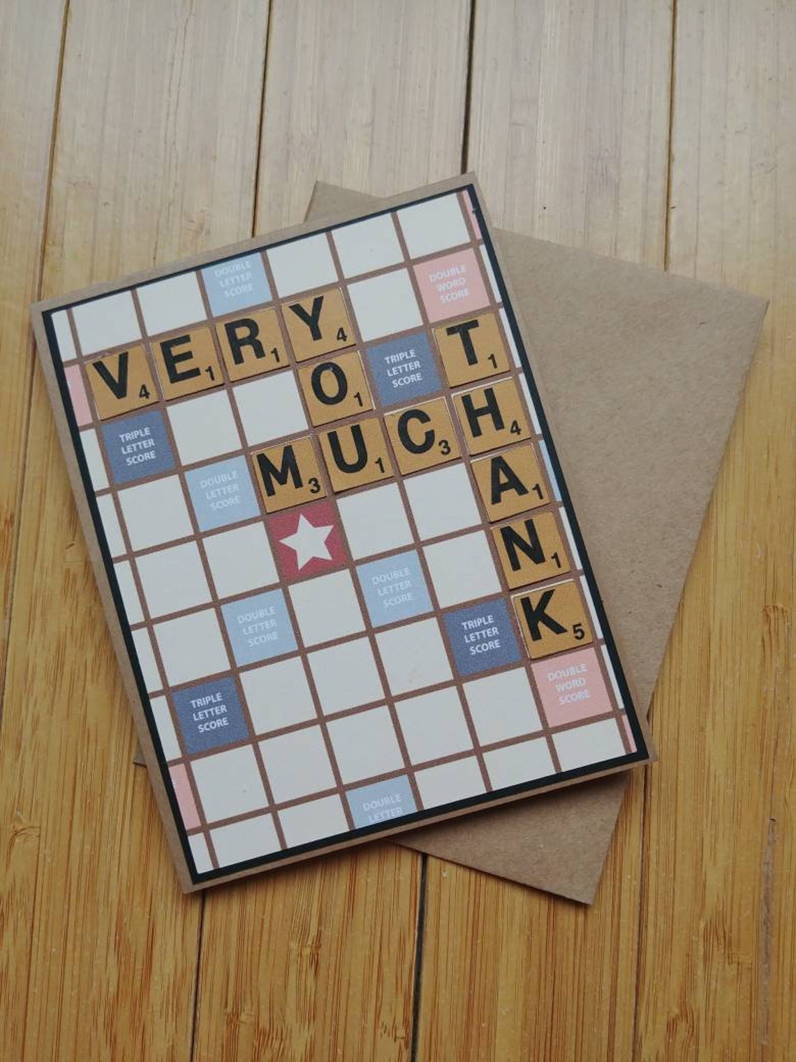 Thank You Card for Hostess, Scrabble Card, Board Game Card, Thank You ...