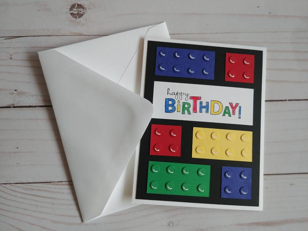Birthday Card for Boy, Birthday Card for Son, Building Block Card ...
