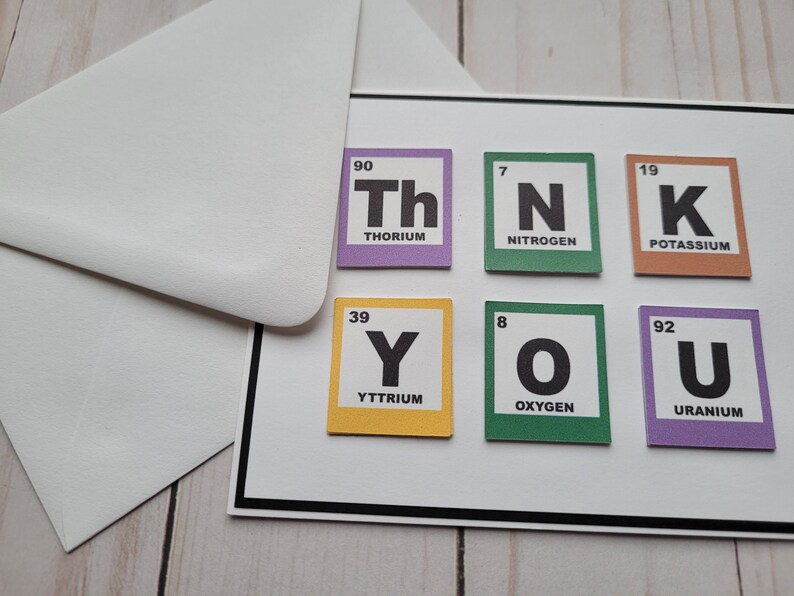 Chemistry Thank You Card, Periodic Table Card, Elements Card, Thank You ...