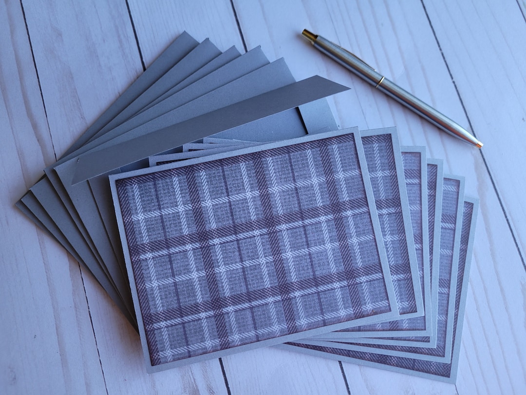 Masculine Stationary Set, Plaid Notecards With Envelopes, Executive ...
