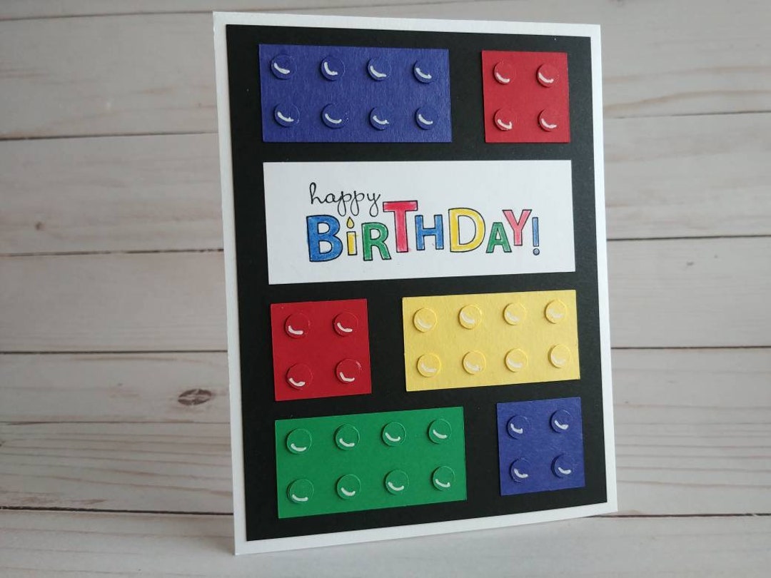 Birthday Card for Boy, Birthday Card for Son, Building Block Card ...
