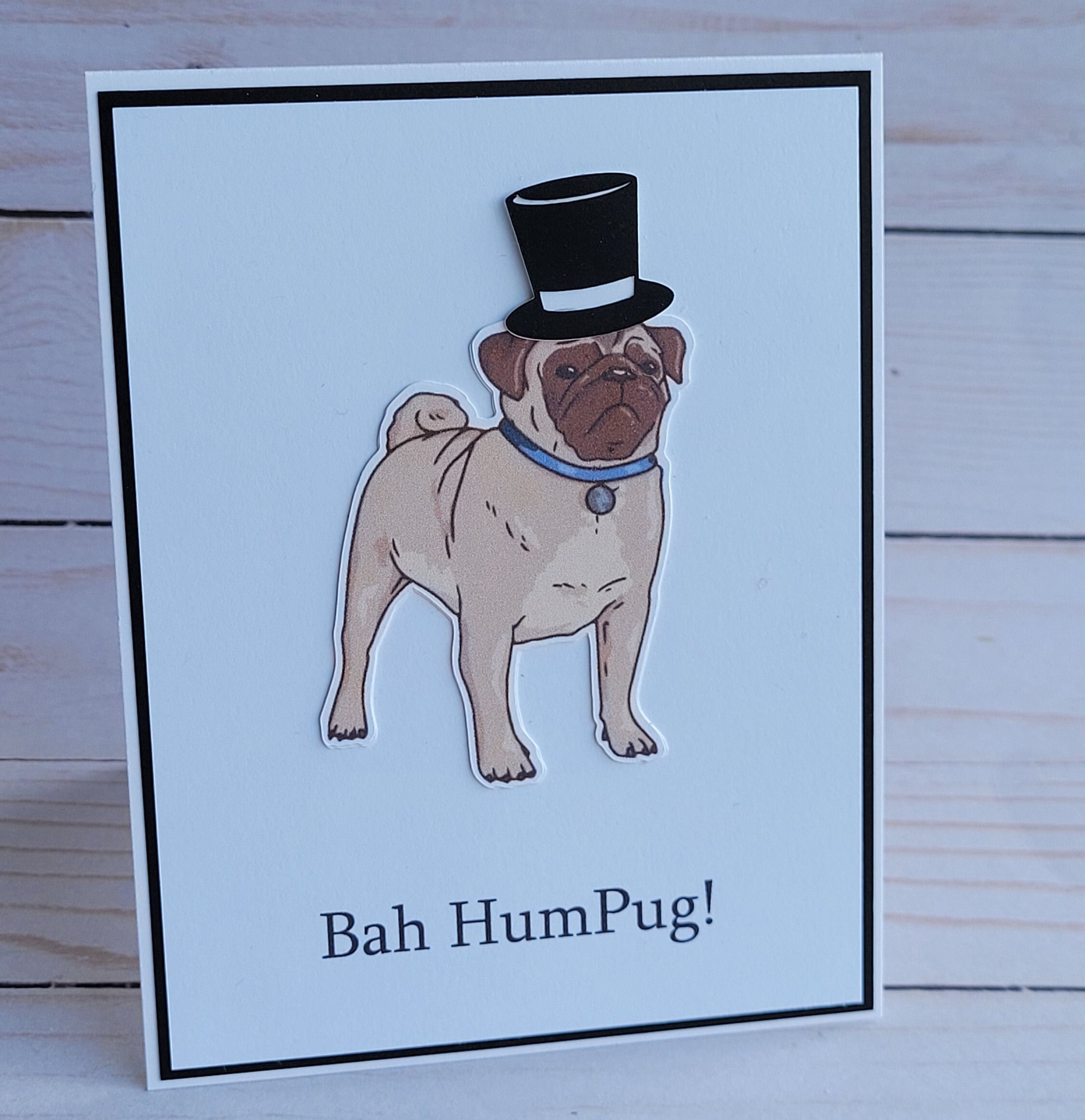 Cute Pug Christmas Card for Grumpy Man, Punny Christmas Card for ...