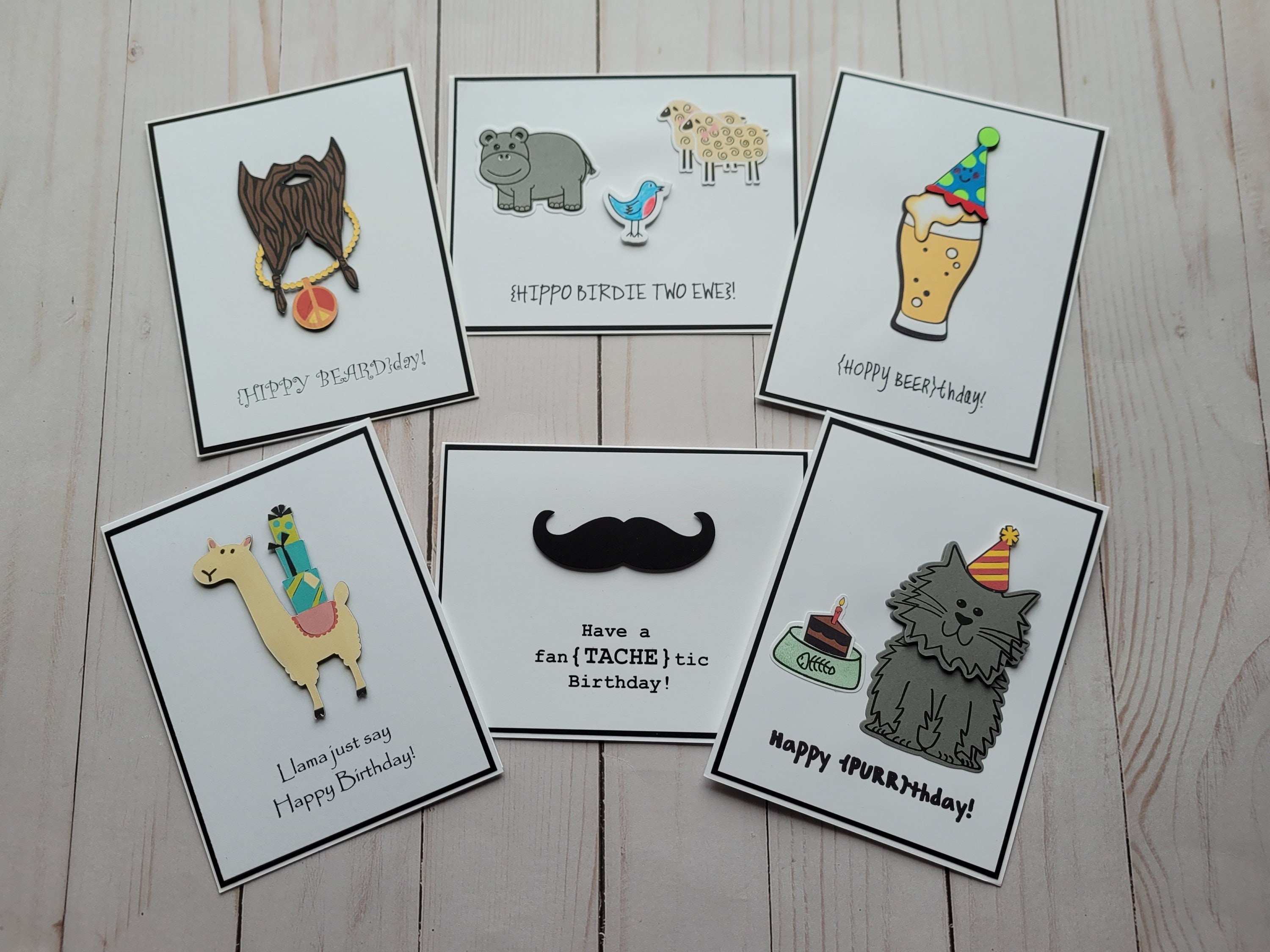 Punny Birthday Card Variety Pack, Handmade Birthday Cards for Friends ...