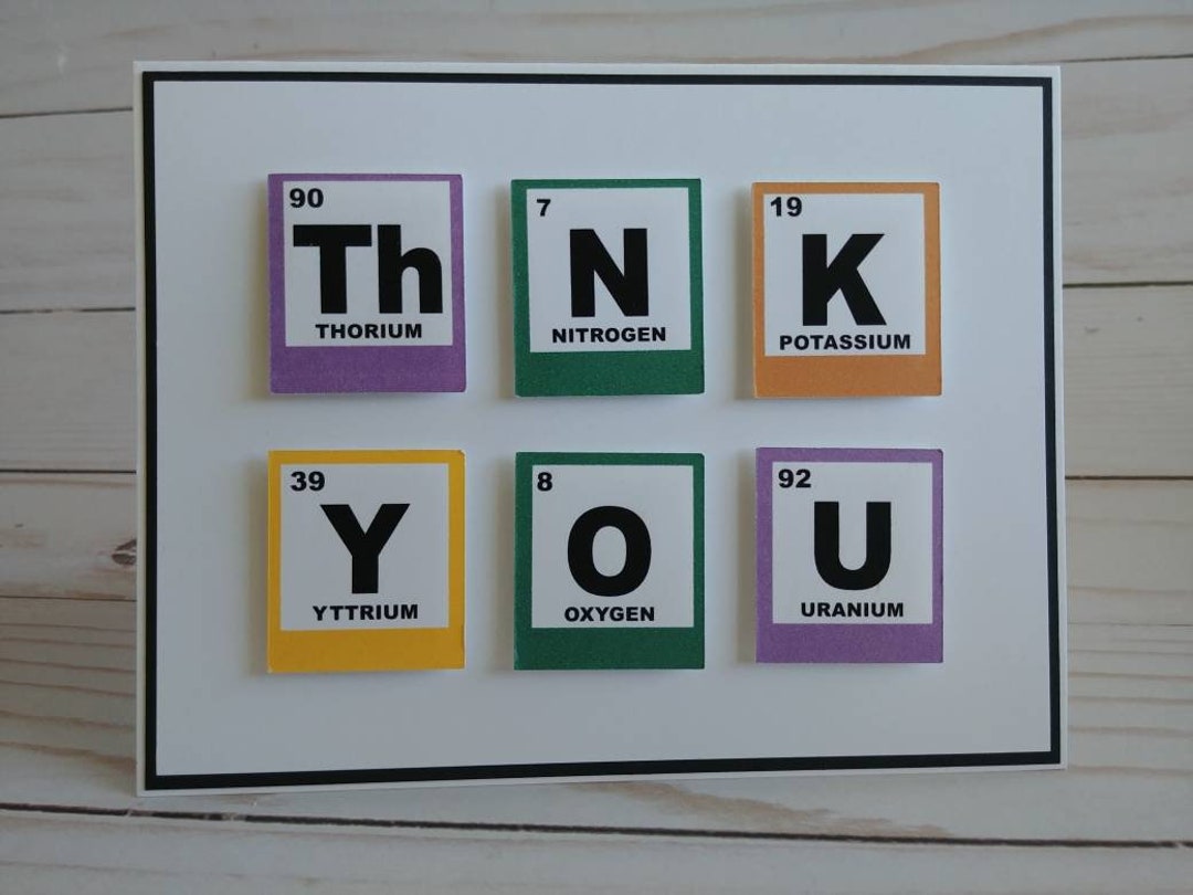 Chemistry Thank You Card, Periodic Table Card, Elements Card, Thank You ...