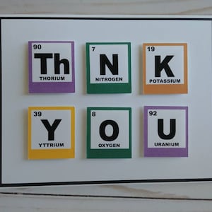 Chemistry Thank You Card, Periodic Table Card, Elements Card, Thank You ...