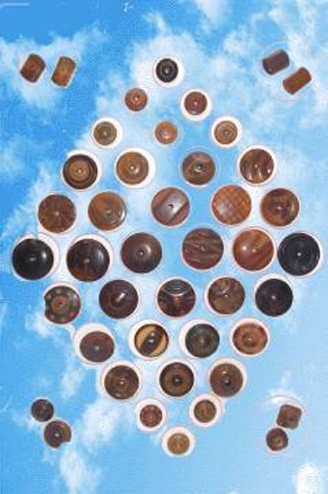 Vintage Folk Art Quilt Geometric Pattern Sewing Fabric Buttons Sample Card Vegetable Ivory Tagua ...