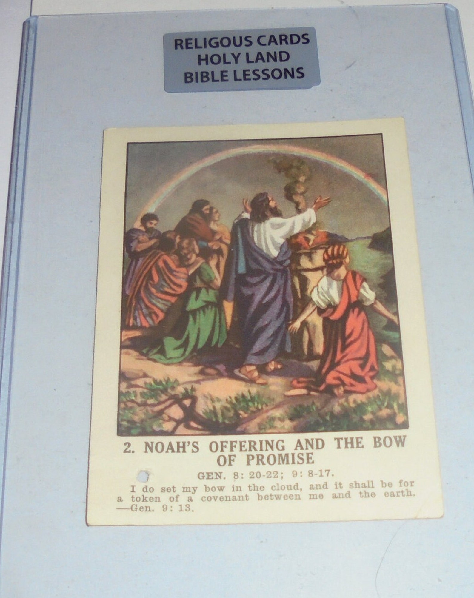 Vintage Bible Study Lesson Color Card Christian Noah's Offering and the ...