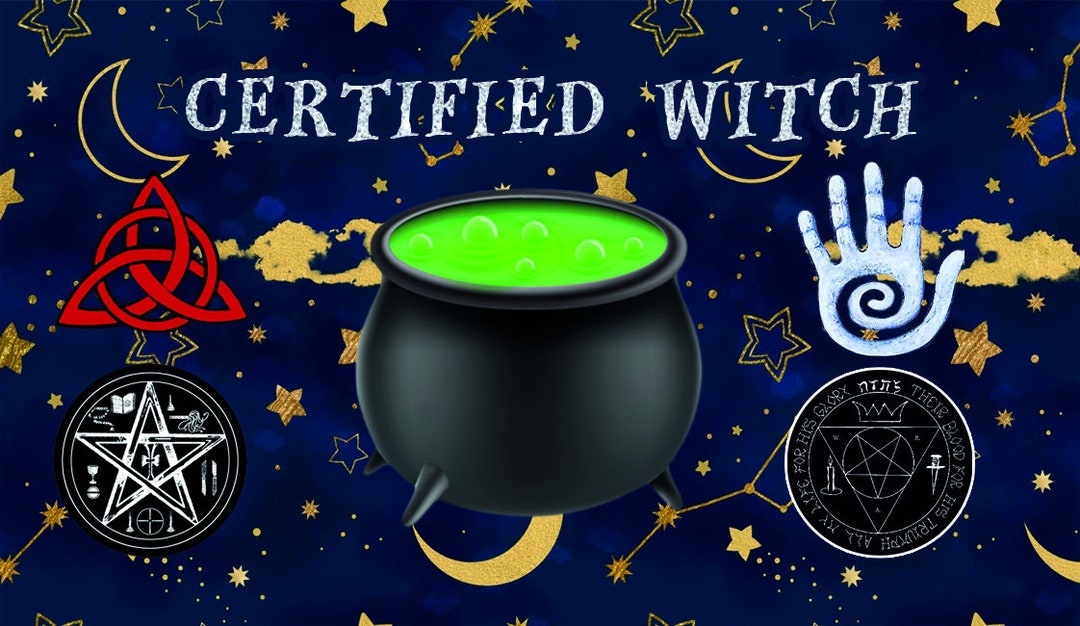 Secret Member Certified Witch Wicca Wiccan ID Card 666 Symbol Sign ...