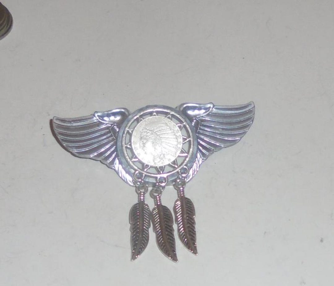 Motorcycle Biker Dream Catcher Indian Head Silver Coin Good Luck Token ...