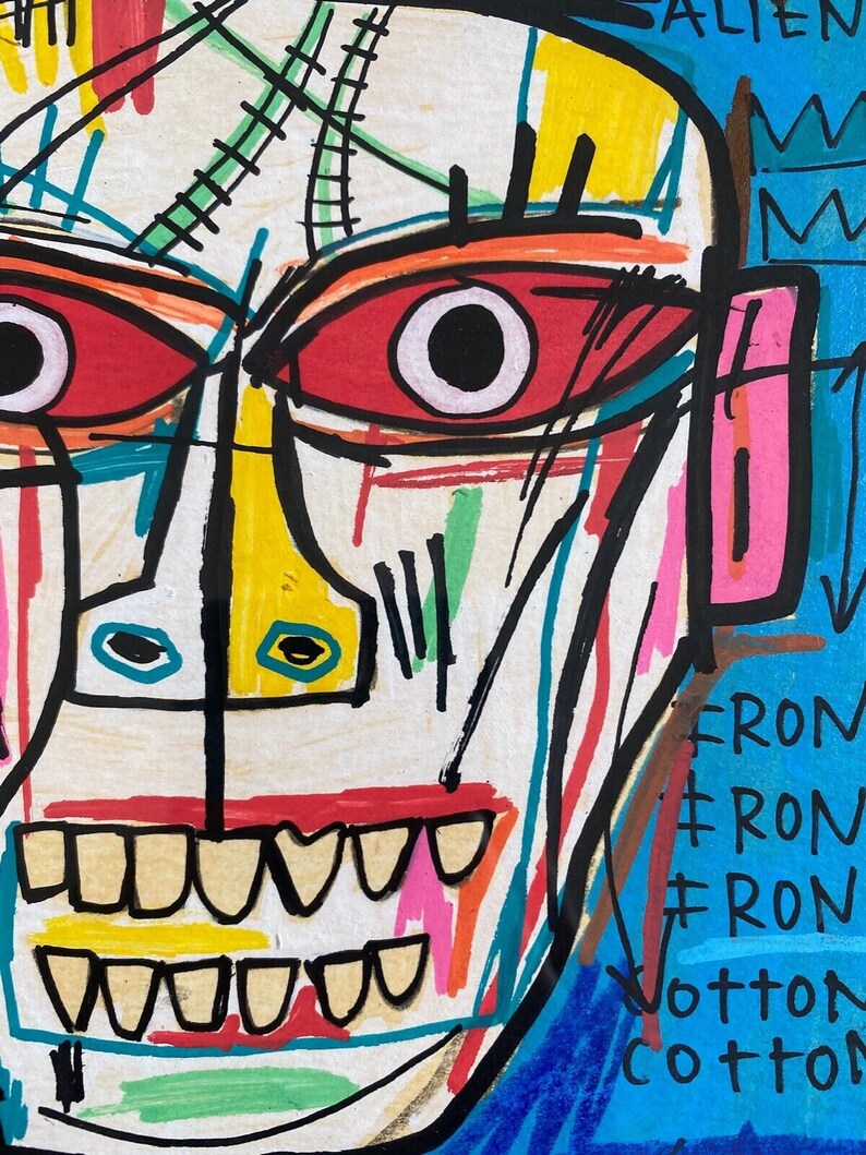 Jean Michel Basquiat Drawing King SAMO Rare Vintage Signed - Etsy