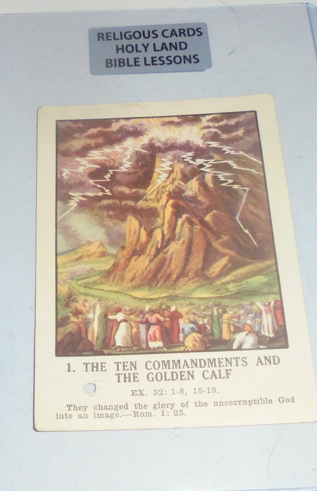Vintage Bible Study Lesson Color Card Christian the Ten Commandments ...