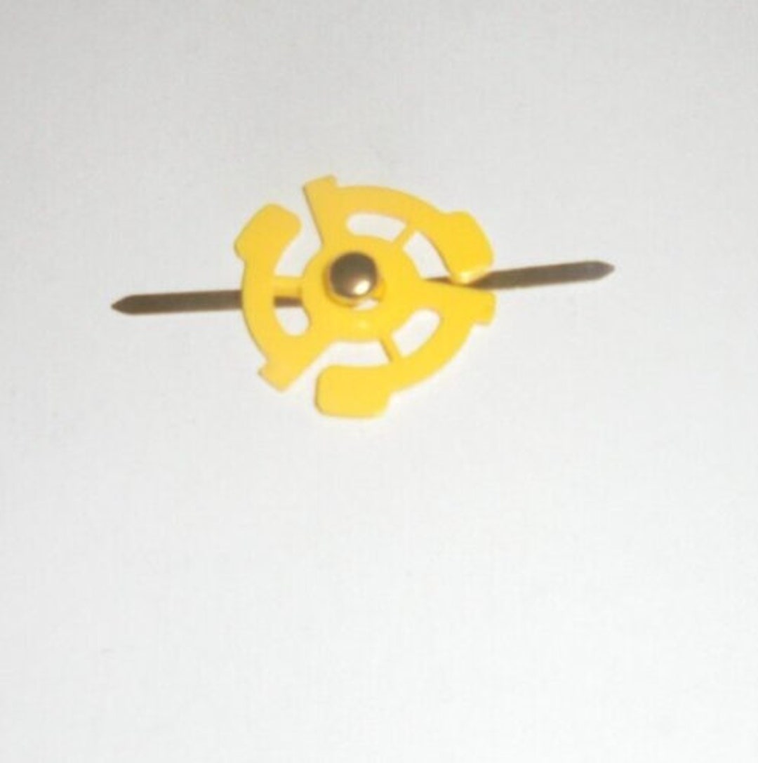 Yellow 45 Vinyl Record Spindle Insert Vintage Spinner Hat Jacket Pin ...