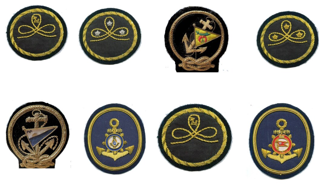 Custom Design Bespoke Sewn Bullion Cap Badge Captain Crest Seal Navy SS ...