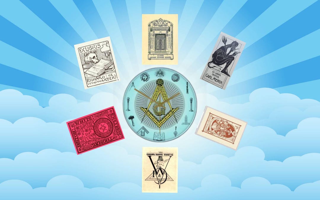 Custom Made Design Deluxe Freemasons Masonic Ex Libris Bookplate Book ...