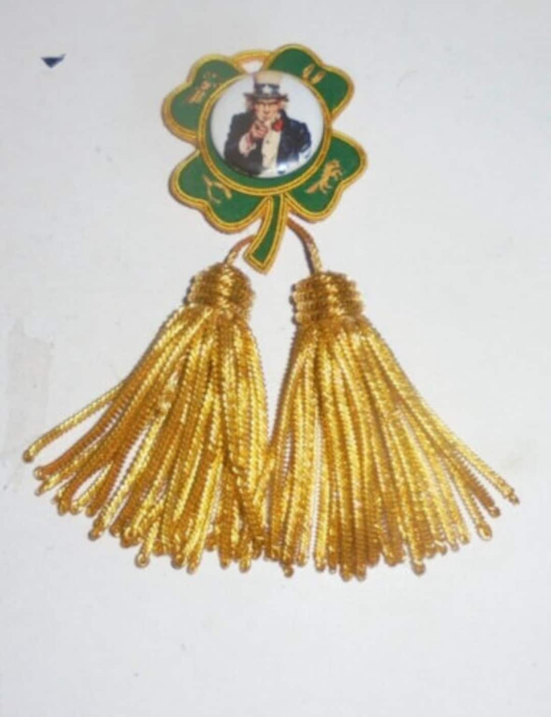 Deluxe Vintage Style Good Luck Uncle Sam 4 Leaf Clover Pin Badge ...