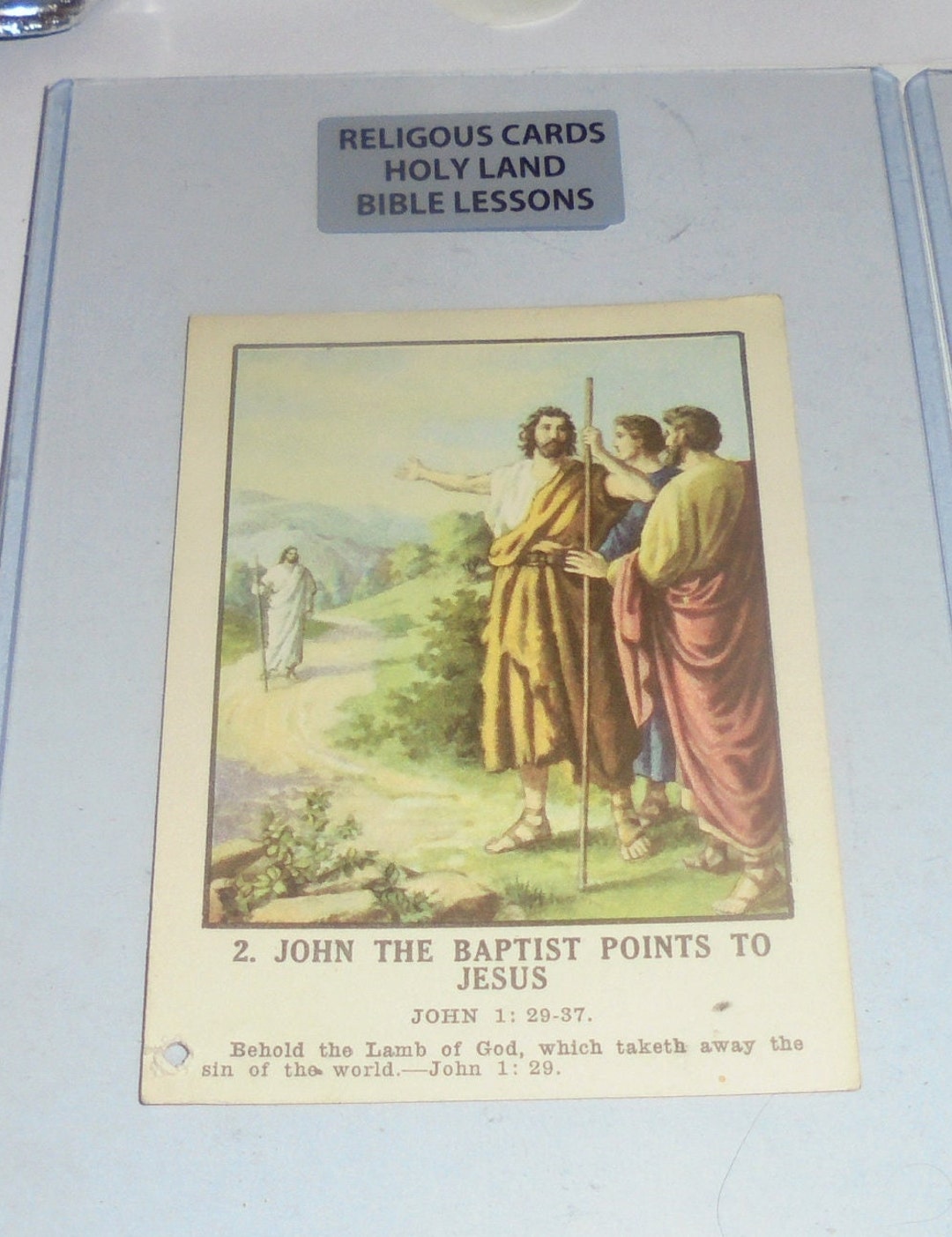 Vintage Bible Study Lesson Color Card Christian John the Baptist Points ...