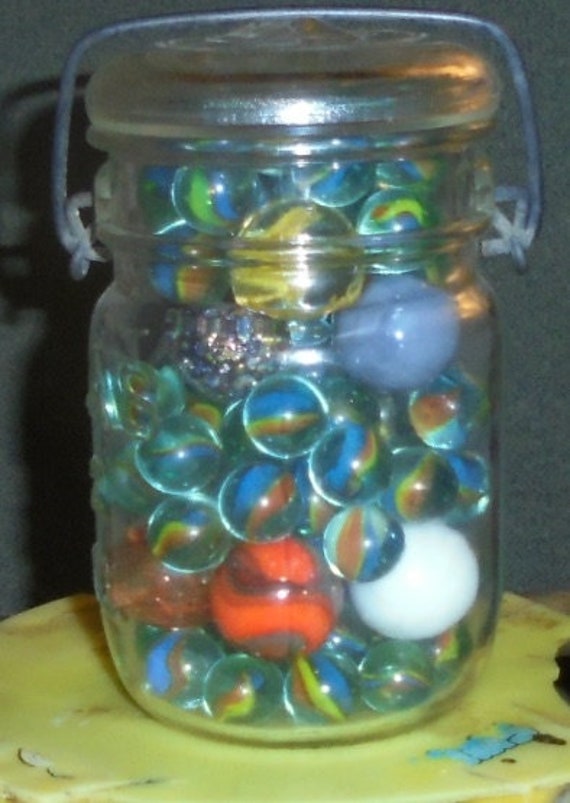 Vintage Marbles Shooter Game Swirl Glass Crystal Jar Glow Set | Etsy