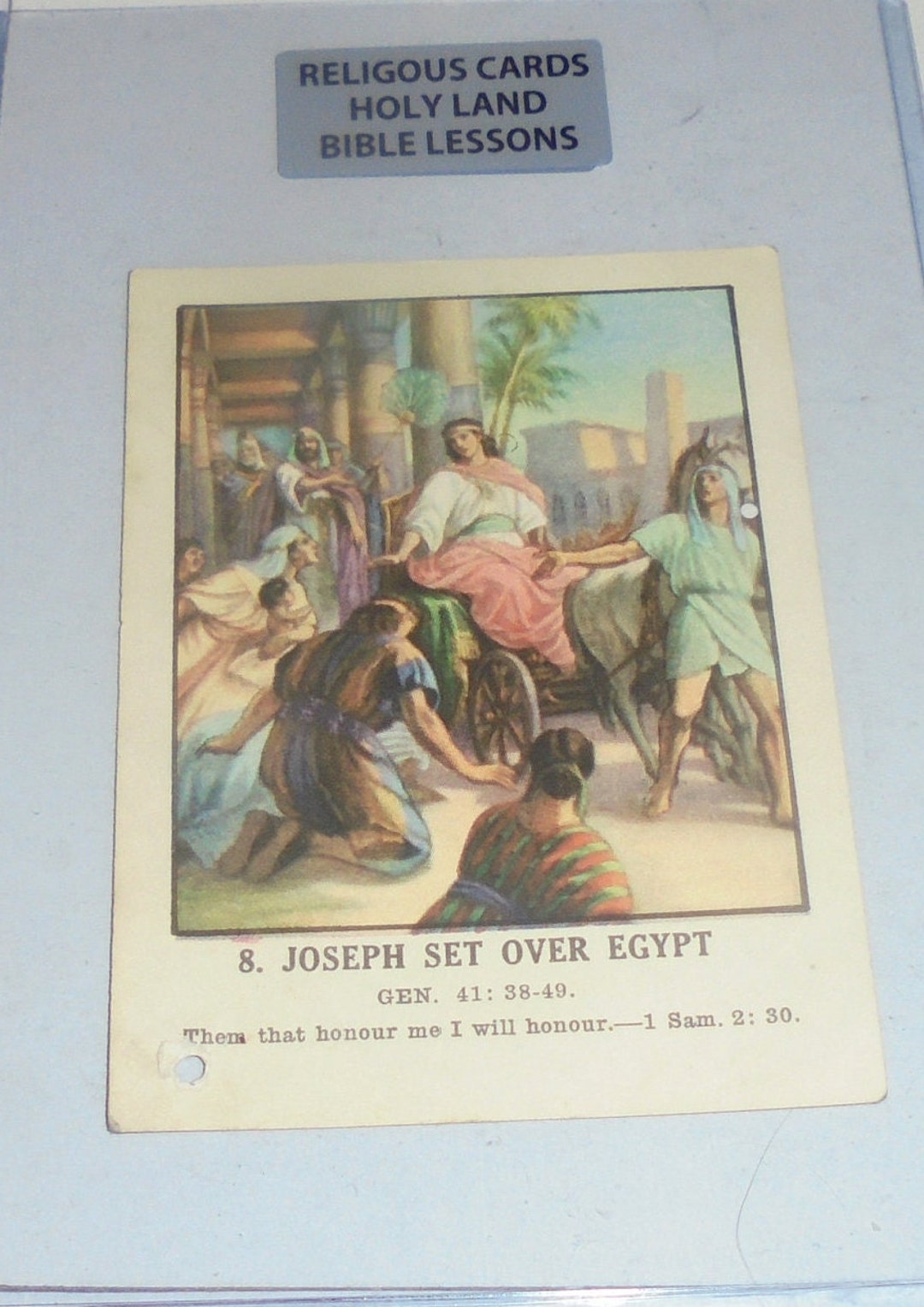 Vintage Bible Study Lesson Color Card Christian Joseph Set Over Egypt ...