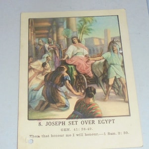 Vintage Bible Study Lesson Color Card Christian Joseph Set Over Egypt ...