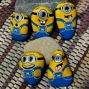 Minion Painted Rocks Set of 5 Hand-painted Garden Decor - Etsy