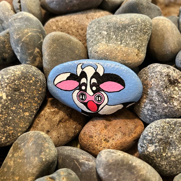 Painted Cow on Rock - Etsy