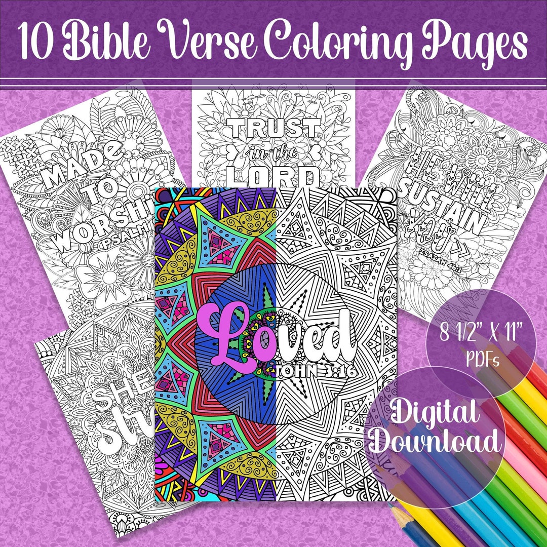 10 Bible Verse Coloring Pages, Faith Based, Christian Coloring Pages ...
