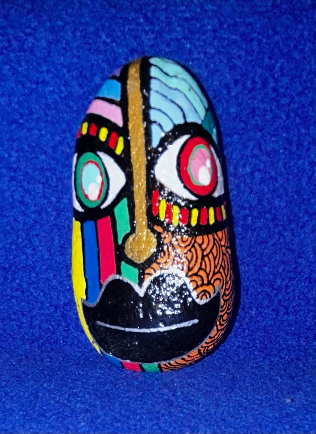 Face Painted Rock, Hand-painted, Garden Decor, Paperweight, Painted ...