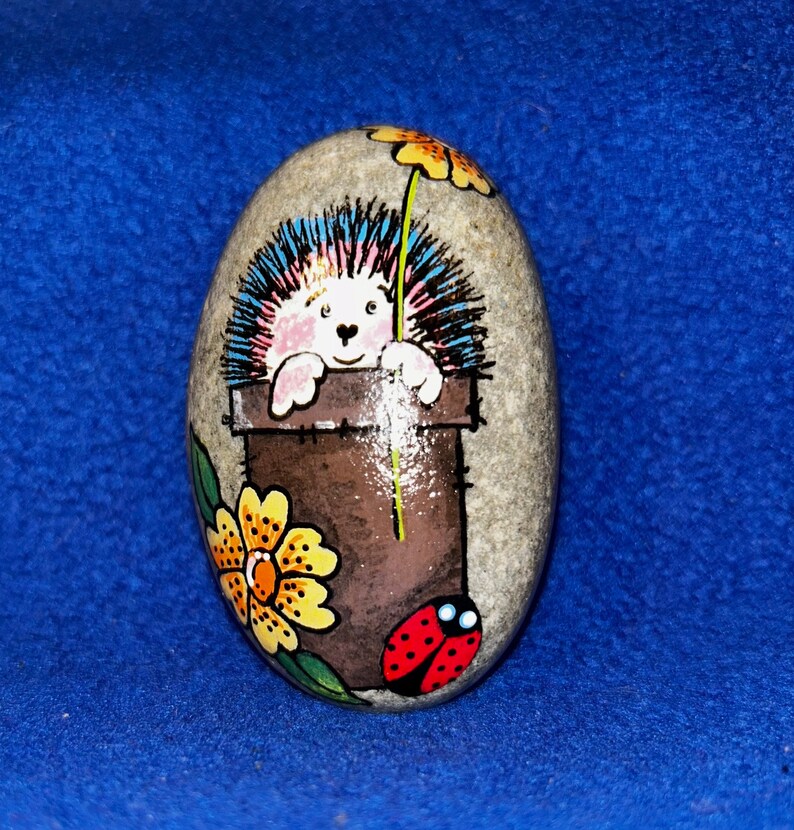 Porcupine Painted Rock, Paperweight, Rock Art, Acrylic Painted Rock ...