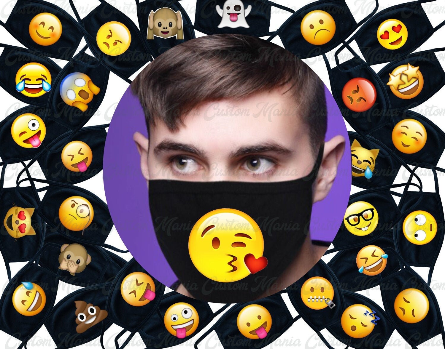 Máscara de cara Emoji máscara de cara divertida máscara de - Etsy España