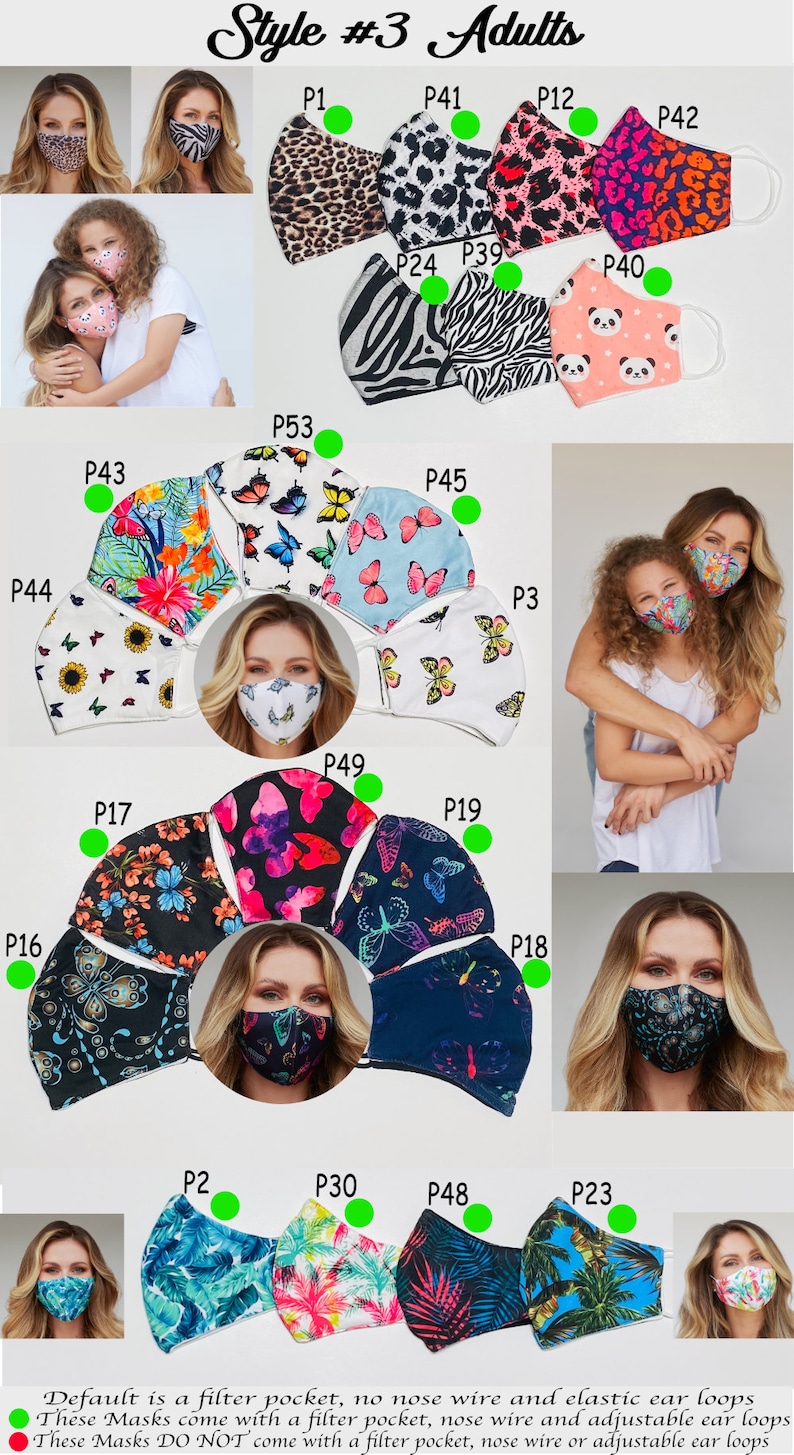 Face Mask With Filter Pocket Washable Pattern Face Mask | Etsy