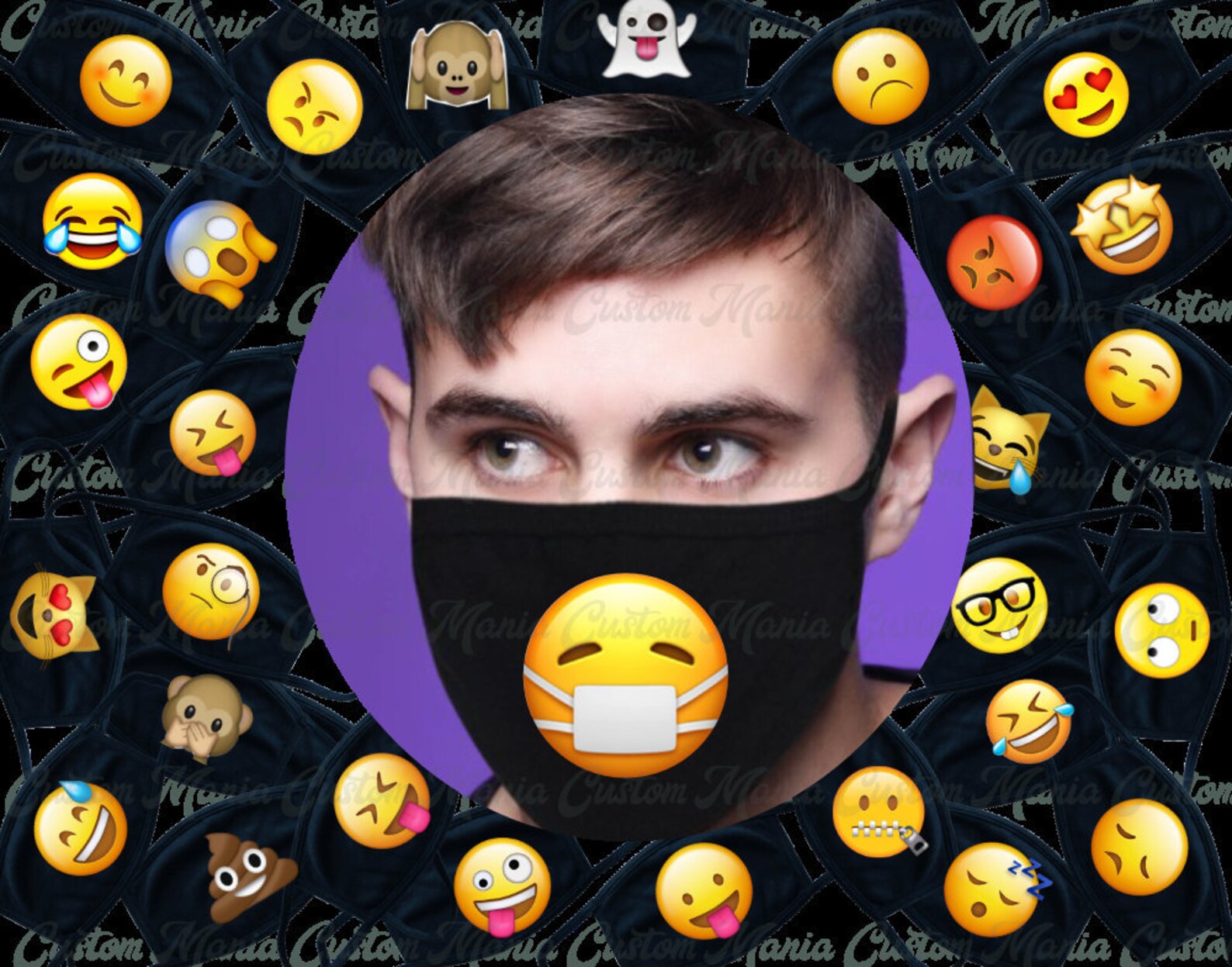 Emoji Face Mask Funny Face Mask Cute Face Mask Emoji Funny - Etsy