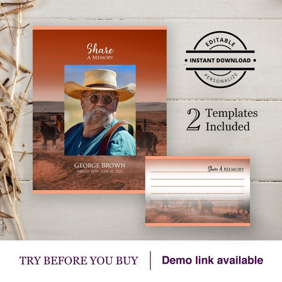 Editable in Loving Memory of Cowboy Horses on the Plains at - Etsy