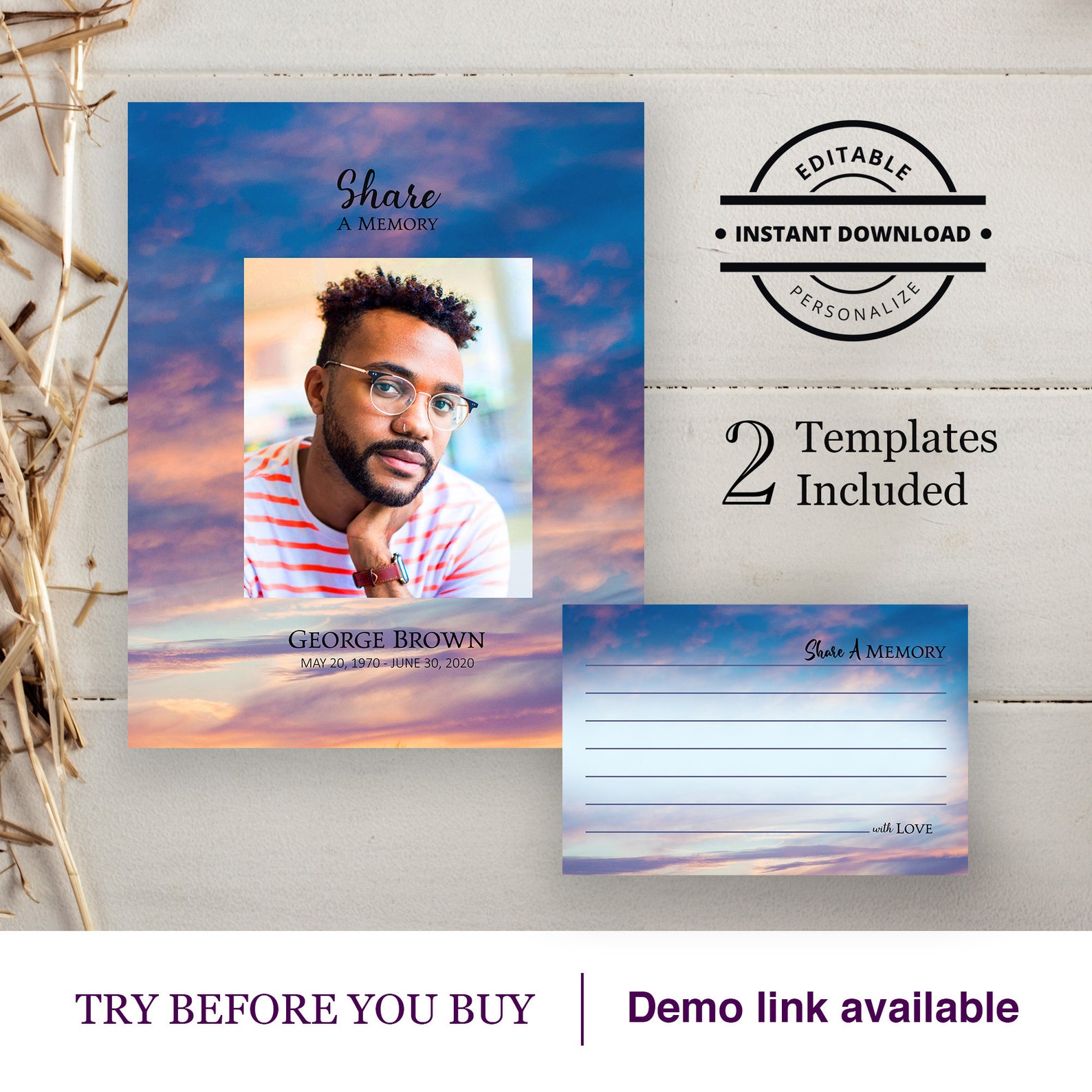 Editable Funeral Template Bundle Celebration of Life Realistic - Etsy