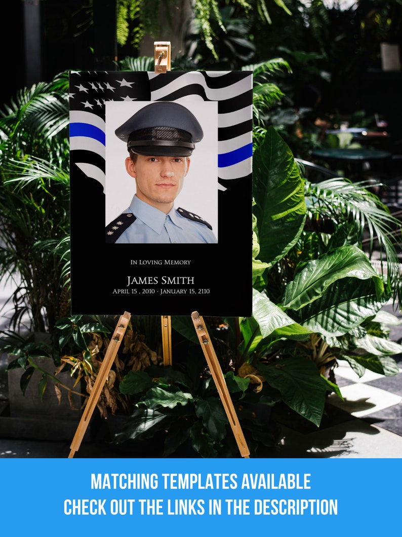Printable Policeman Funeral Prayer Card Law Enforcement Officer Black ...