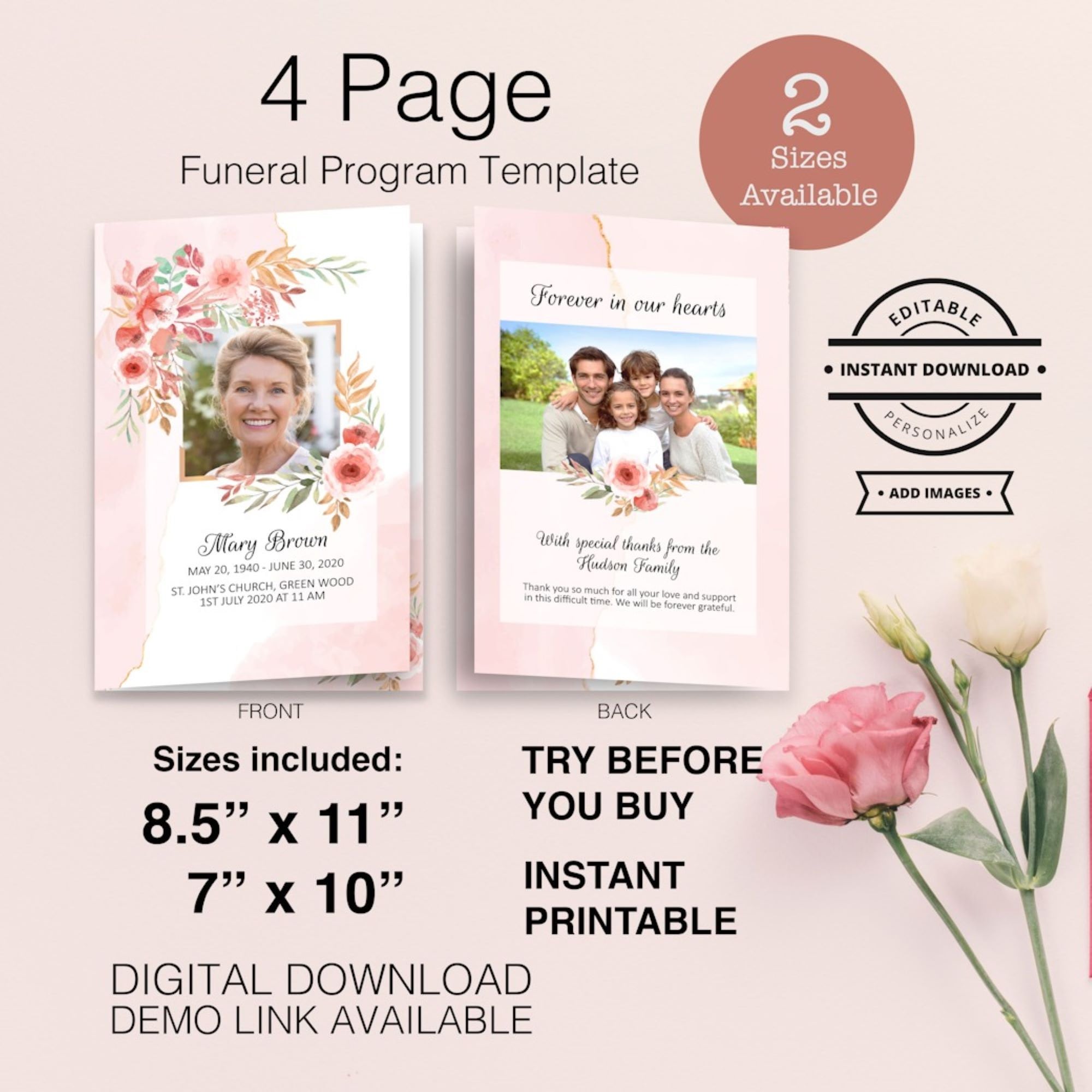 Funeral Template Bundle, Memorial Service Mobile Invitation, PRINTABLE ...