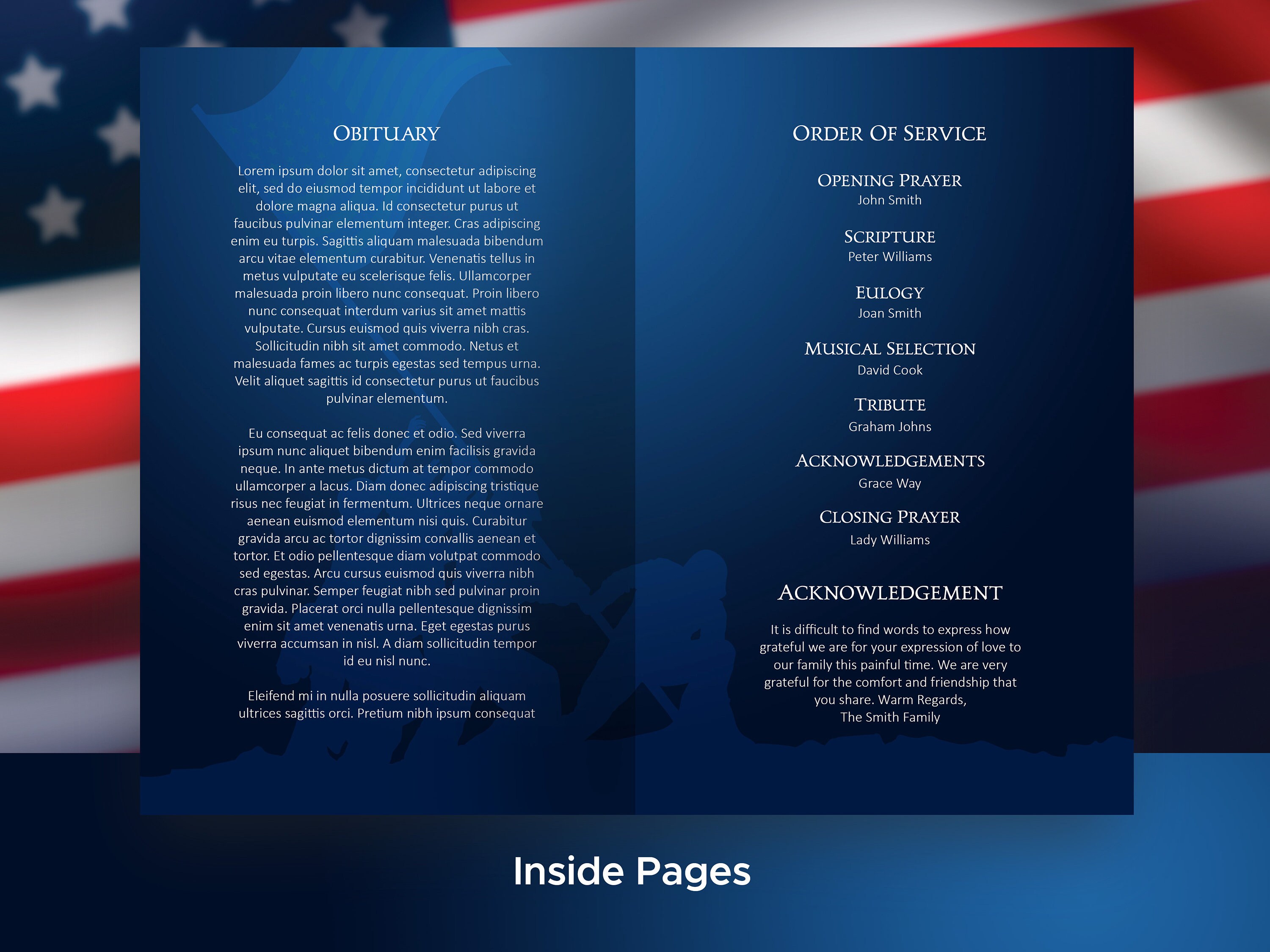 Veterans Patriotic Funeral Program Easy to Edit Printable Template With ...