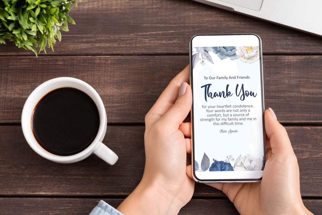 Personalized Men's Electronic Funeral Thank You E-card Digital Cell ...