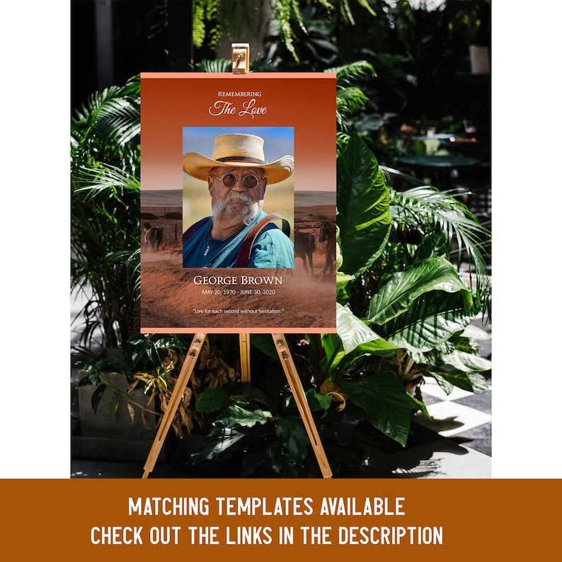 Printable in Loving Memory Cowboy Photo Funeral Prayer Card Order of ...