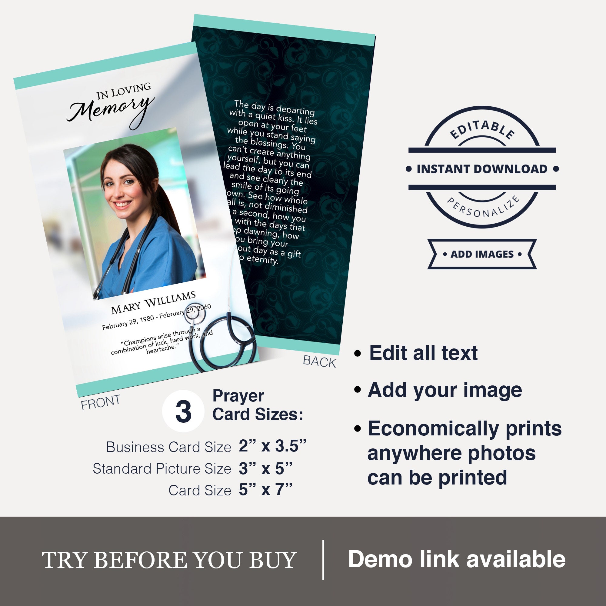 Printable Celebration of Life Medical Specialist Practitioners Health ...