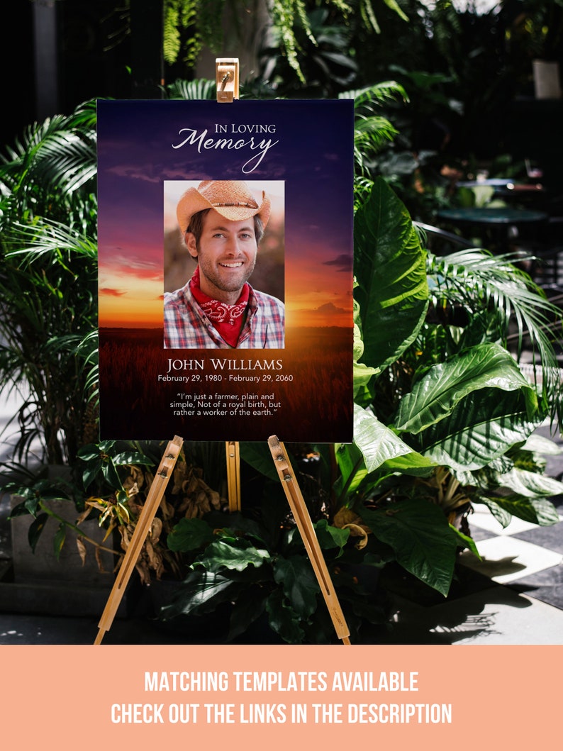 Editable Funeral Prayer Card Printable in Loving Memory Farmer ...