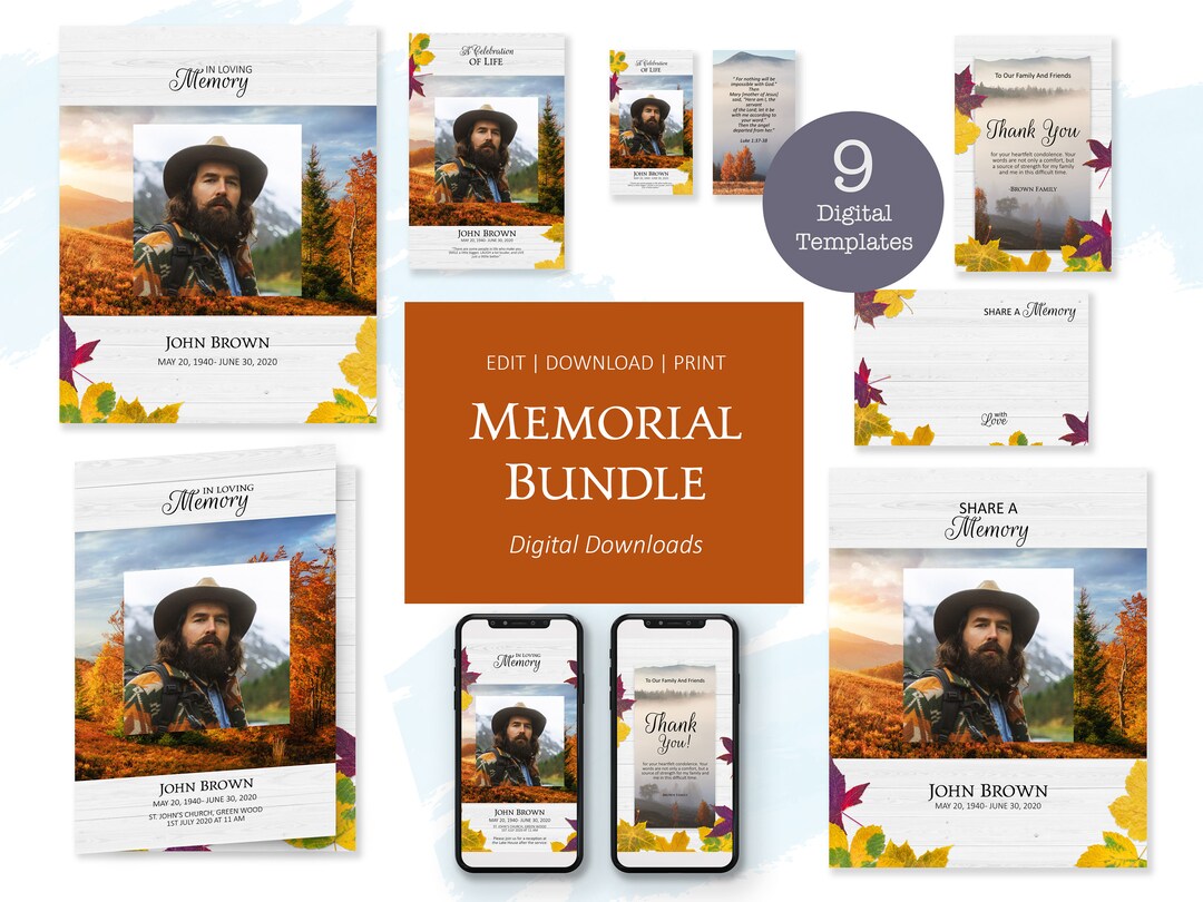 Editable Funeral Template Bundle Celebrating the Life of Printable ...